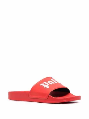 Palm Angels Logo-print Slides - Red