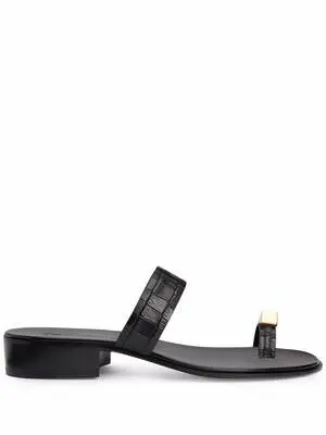 GIUSEPPE ZANOTTI Bardack Snakeskin-effect Toe-loop Sandals