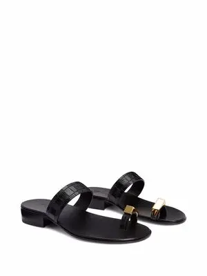 GIUSEPPE ZANOTTI Bardack Snakeskin-effect Toe-loop Sandals