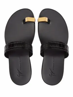 GIUSEPPE ZANOTTI Bardack Snakeskin-effect Toe-loop Sandals