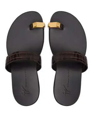 GIUSEPPE ZANOTTI Bardack Snakeskin-effect Toe-loop Sandals