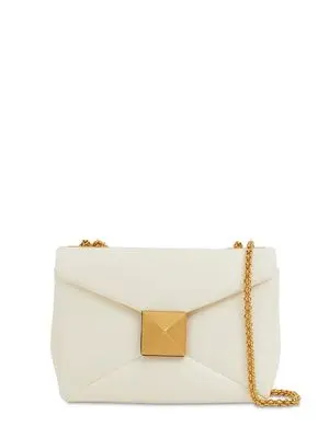 Valentino Garavani Large One Stud Leather Shoulder Bag Ivory