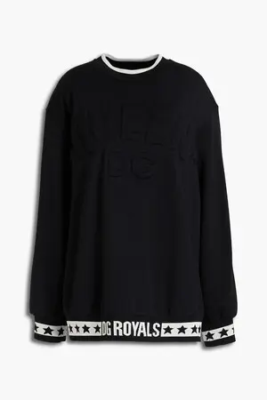 Dolce & Gabbana Embossed Logo French Cotton-blend Terry Sweatshirt - Black