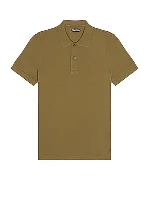 TOM FORD TOM FORD Garment Dyed Polo In Black Pale Military