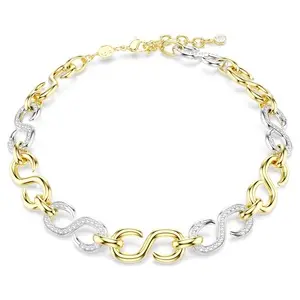 SWAROVSKI Dextera Interlocking Circle Necklace With Crystals And Gold Finish - White