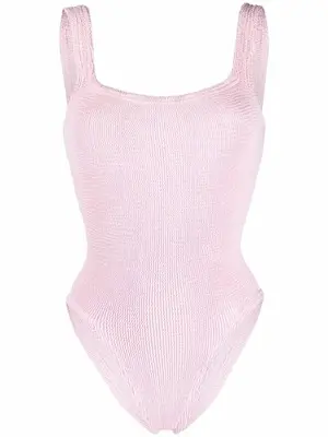 Hunza G Hunza G Square Neck Ribbed Knit Swimsuit Pink