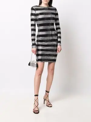 Philipp Plein Crystal-stripes Fitted Mini Dress - Black