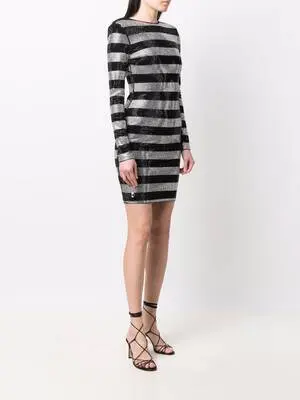 Philipp Plein Crystal-stripes Fitted Mini Dress - Black