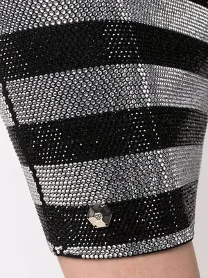 Philipp Plein Crystal-stripes Fitted Mini Dress - Black