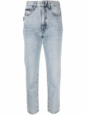 Philipp Plein Cropped Boyfriend Jeans - Blue