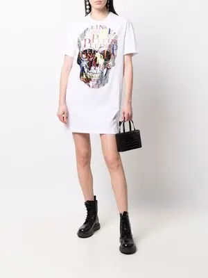 Philipp Plein Skull Rhinestone T-shirt Dress