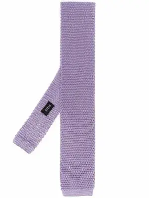 Corneliani Knitted Square-tip Scarf - Purple