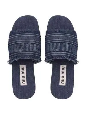 Miu Miu Logo-jacquard Frayed Sandals