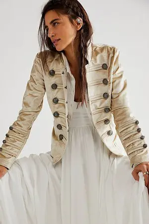 Free People Velvet Military Jacket Avoine Du Matin