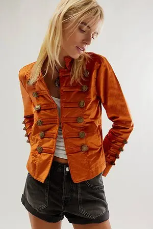 Free People Velvet Military Jacket