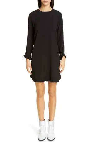 chinese dress ladies Textured Organza Long Full Circle Dress US0 (FR32) / Black
