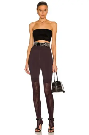 Alaïa Lace Legging In Black - Aubergine