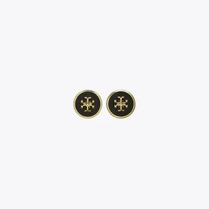 Tory Burch Icon Enamel Circle-stud Earrings - Tory Gold/black