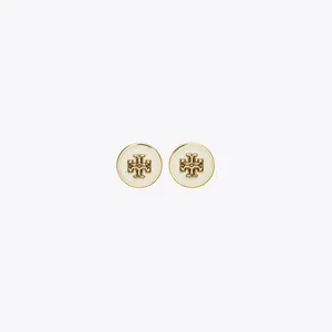 Tory Burch Icon Enamel Circle-stud Earrings - Tory Gold/new Ivory