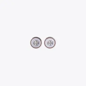 Tory Burch Icon Enamel Circle-Stud Earrings Tory Silver/lavender/chocolate