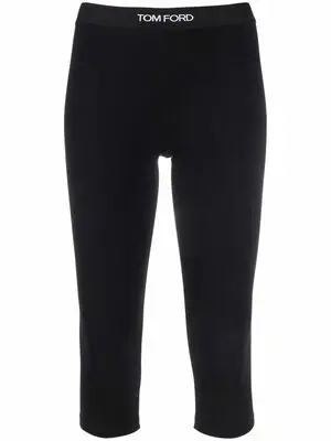 TOM FORD Cropped Logo-waistband Leggings - Black