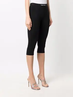 TOM FORD Cropped Logo-waistband Leggings - Black
