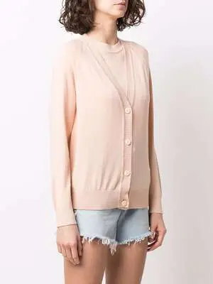 BARRIE V-neck Cashmere Cardigan - Orange