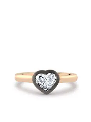 PRAGNELL 18kt Rose And Blackened White Gold Heart-shaped Diamond Ring - Pink