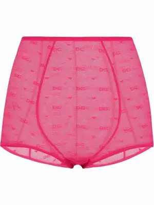 Dolce & Gabbana Dg Logo-print High-waisted Briefs - Pink