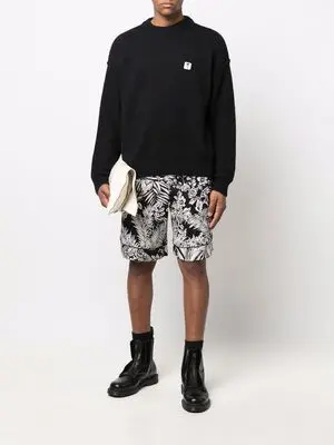Palm Angels Parrot-print Track Shorts - Black