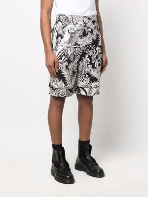 Palm Angels Parrot-print Track Shorts - Black