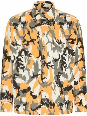 Men's Black Orange Print Shirts