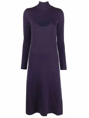 FERRAGAMO Lamé Wool Midi Dress