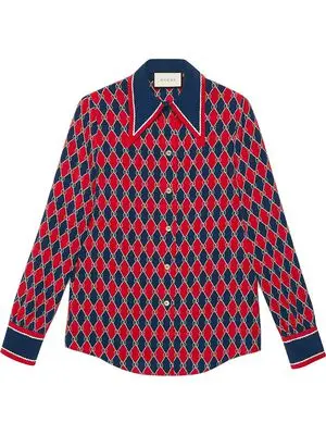 Gucci Rhombus Print Silk Shirt