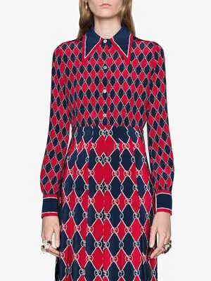 Gucci Rhombus Print Silk Shirt