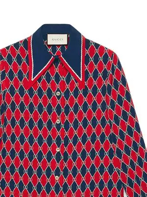 Gucci Rhombus Print Silk Shirt