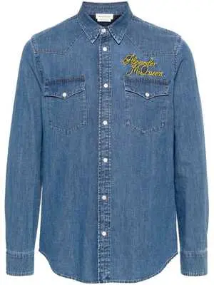 Alexander McQueen Logo-embroidered Denim Shirt