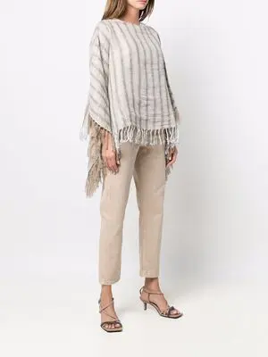 Brunello Cucinelli Striped Tassel-trim Poncho