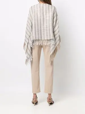 Brunello Cucinelli Striped Tassel-trim Poncho