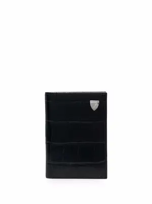 ASPINAL OF LONDON Crocodile-effect Bi-fold Cardholder - Black
