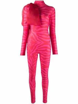 ATU BODY COUTURE Tiger-print Catsuit With Organza Bow - Pink