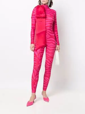 ATU BODY COUTURE Tiger-print Catsuit With Organza Bow - Pink