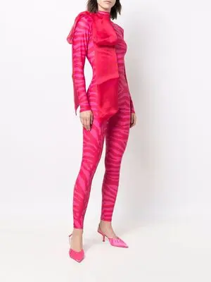 ATU BODY COUTURE Tiger-print Catsuit With Organza Bow - Pink