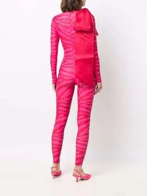 ATU BODY COUTURE Tiger-print Catsuit With Organza Bow - Pink