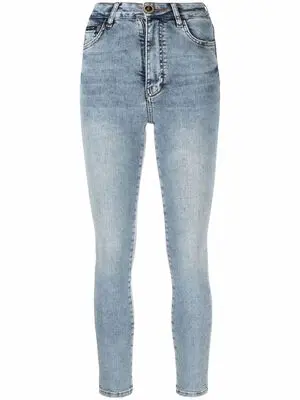 Philipp Plein Skinny Jeans With Skull Embroidery - Blue