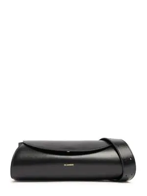 JIL SANDER Cannolo Leather Shoulder Bag - Black