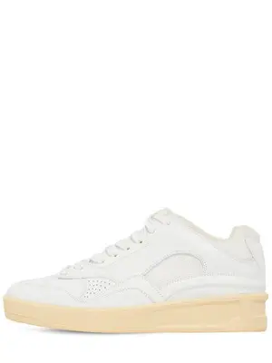 JIL SANDER 30mm Basket Leather & Mesh Sneakers - White