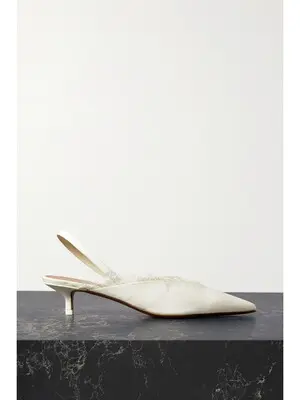NEOUS Irena Lace-trimmed Slingback Pumps - White
