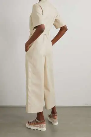 Stella McCartney Cropped Belted Vegetarian Leather Jumpsuit