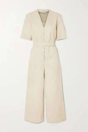 Stella McCartney Cropped Belted Vegetarian Leather Jumpsuit